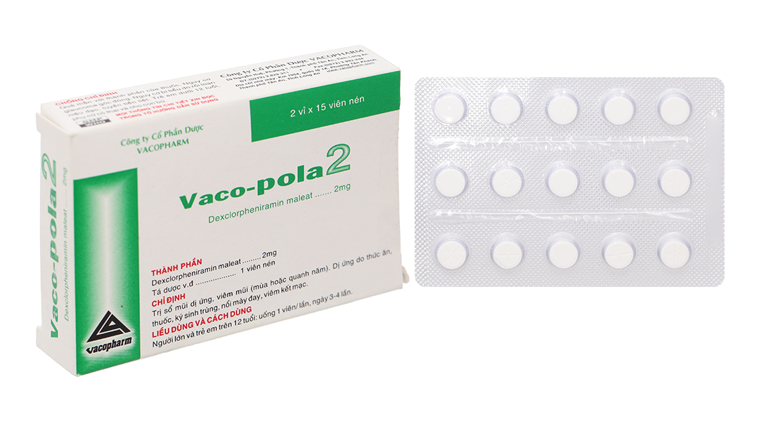 Vaco-pola 2 trị sổ mũi dị ứng, viêm mũi (2 vỉ x 15 viên) - 08/2024 | nhathuocankhang.com