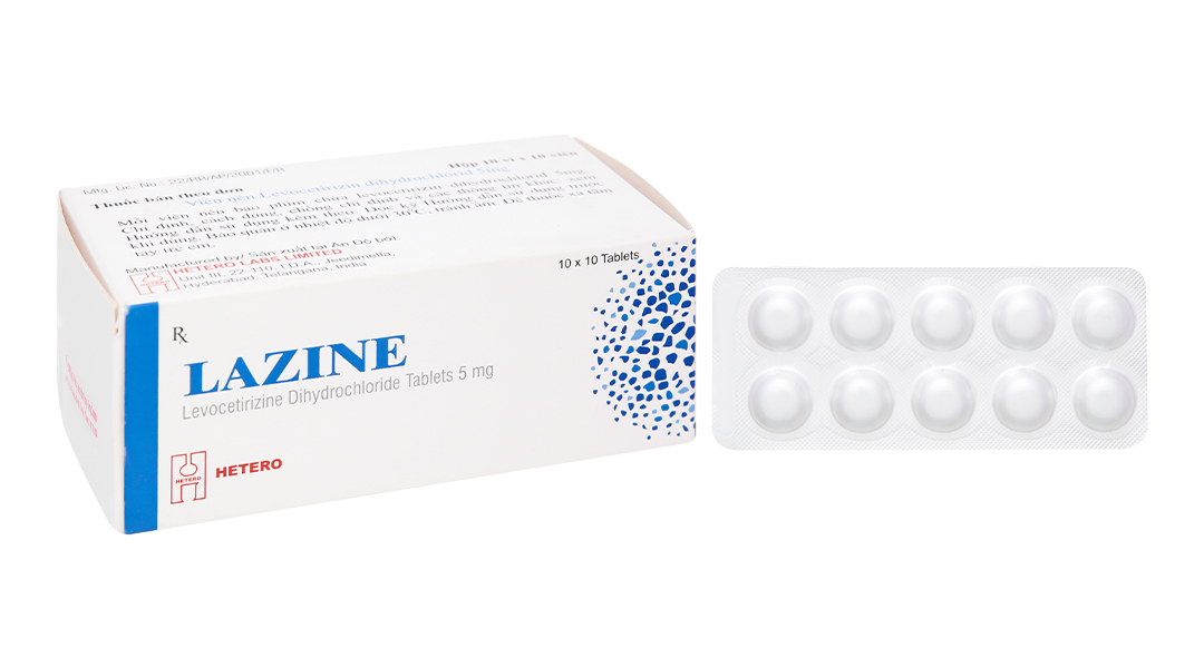 Lazine 5mg trị viêm mũi dị ứng, mề đay (10 vỉ x 10 viên) - 07/2024 ...