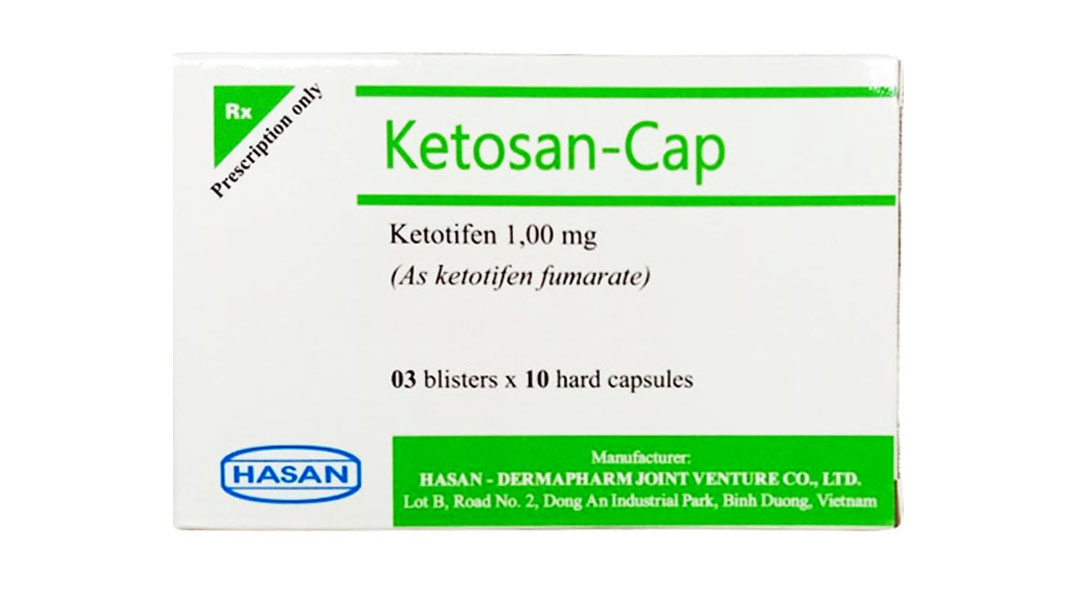 Ketosan-Cap 1mg phòng ngừa hen phế quản, điều trị viêm mũi dị ứng (3 vỉ ...