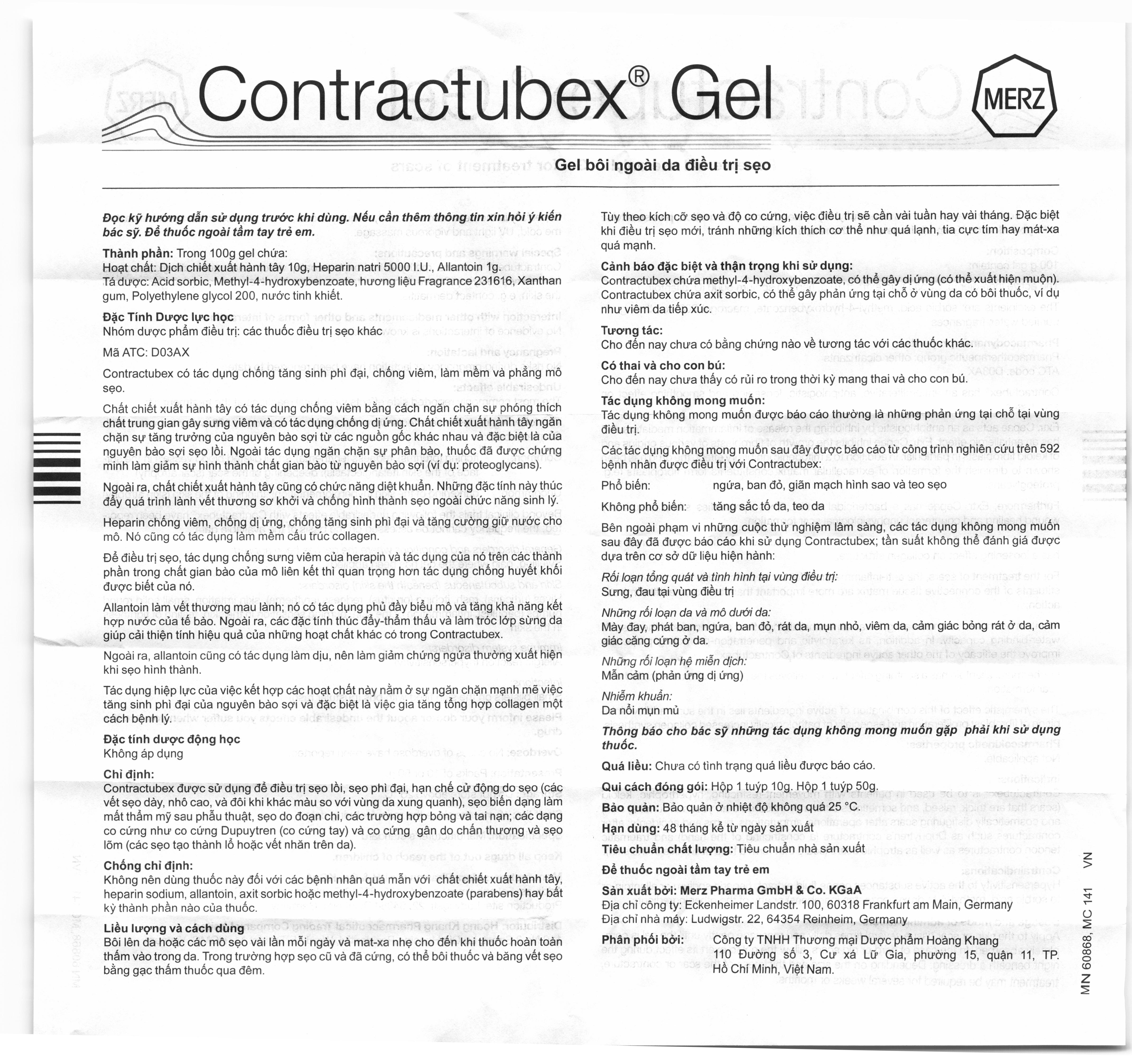 Gel trị sẹo Contractubex tuýp 50g-Nhà thuốc An Khang