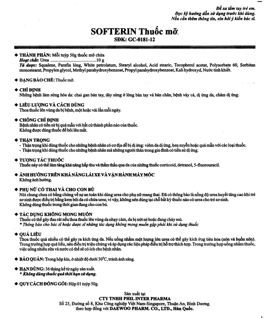 Kem bôi trị sừng hoá da Softerin tuýp 50g-Nhà thuốc An Khang