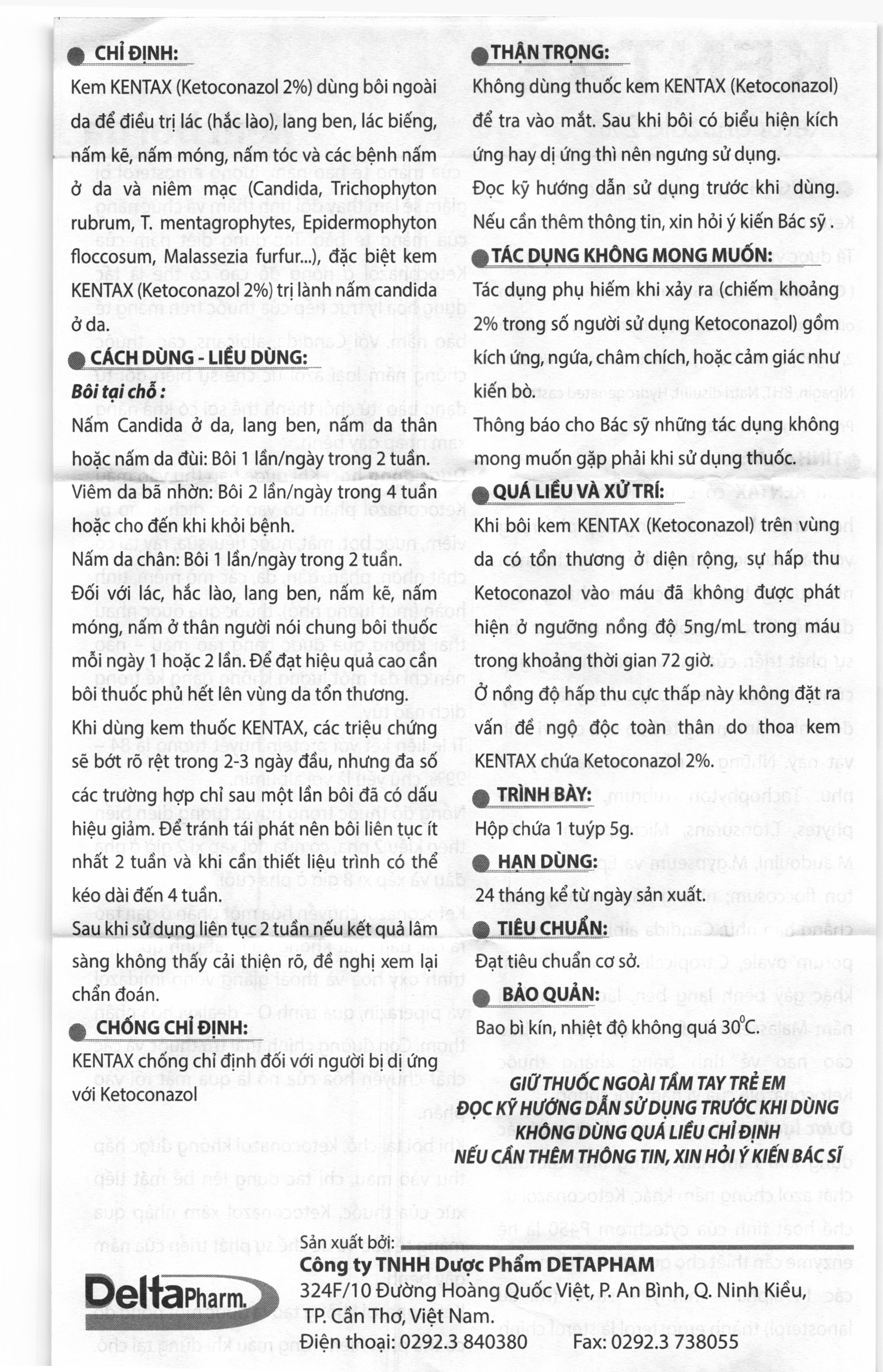 Kem bôi trị nấm da Kentax 2% tuýp 5g-Nhà thuốc An Khang