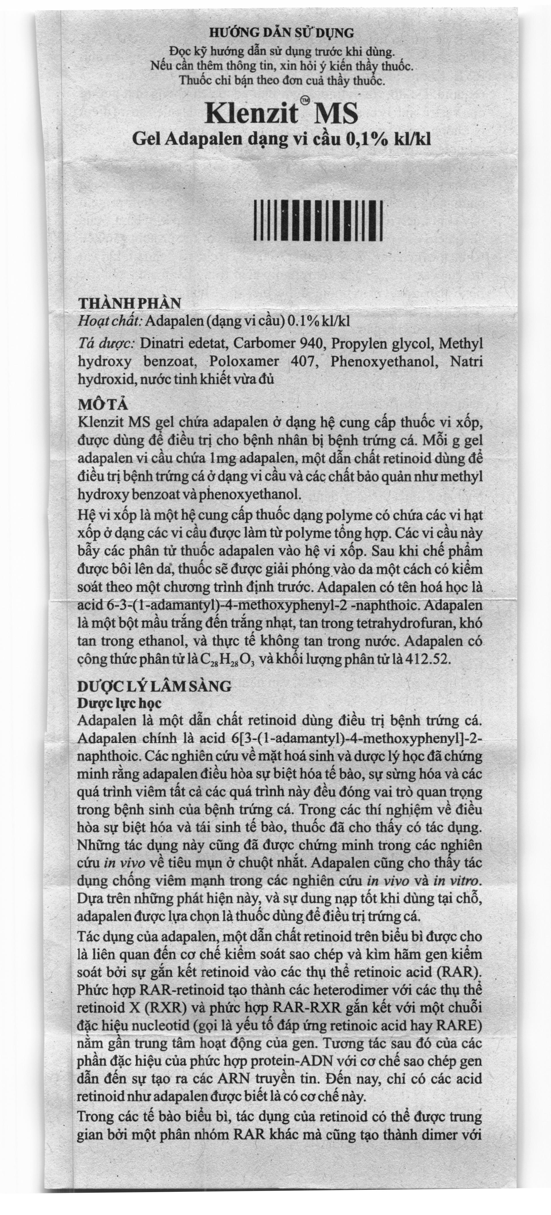 Kem bôi trị mụn trứng cá Klenzit MS tuýp 15g-Nhà thuốc An Khang