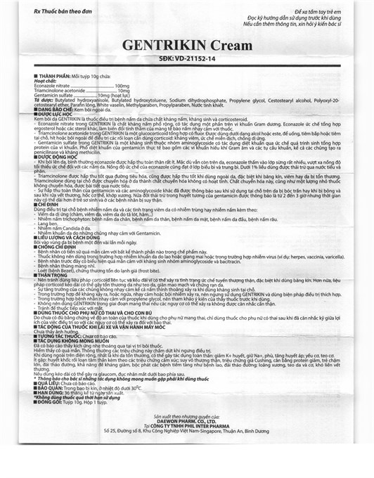 Kem bôi Gentrikin Cream trị nấm da tuýp 10g 03/2023 - Nhathuocankhang.com