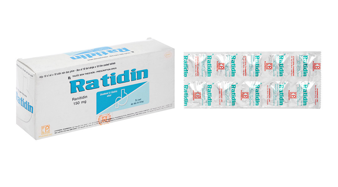 Ratidin 150mg trị viêm loét, trào ngược dạ dày, tá tràng (10 vỉ x 10 ...