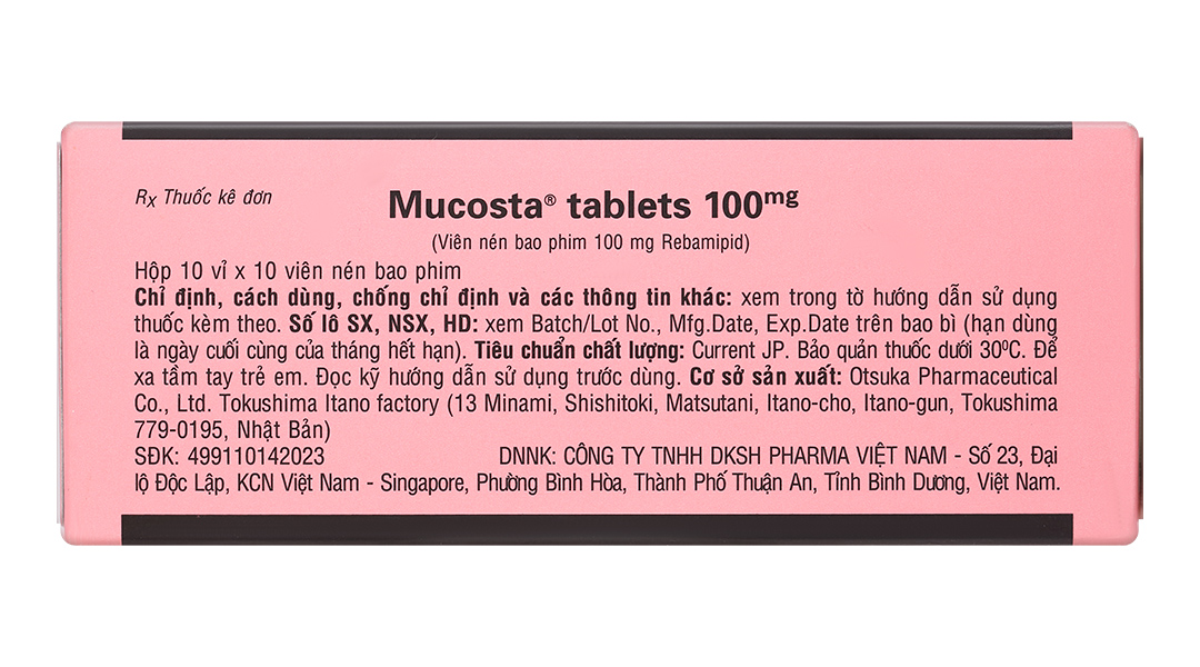 Mucosta Tablets 100mg trị viêm loét dạ dày (10 vỉ x 10 viên) - 08/2024 ...