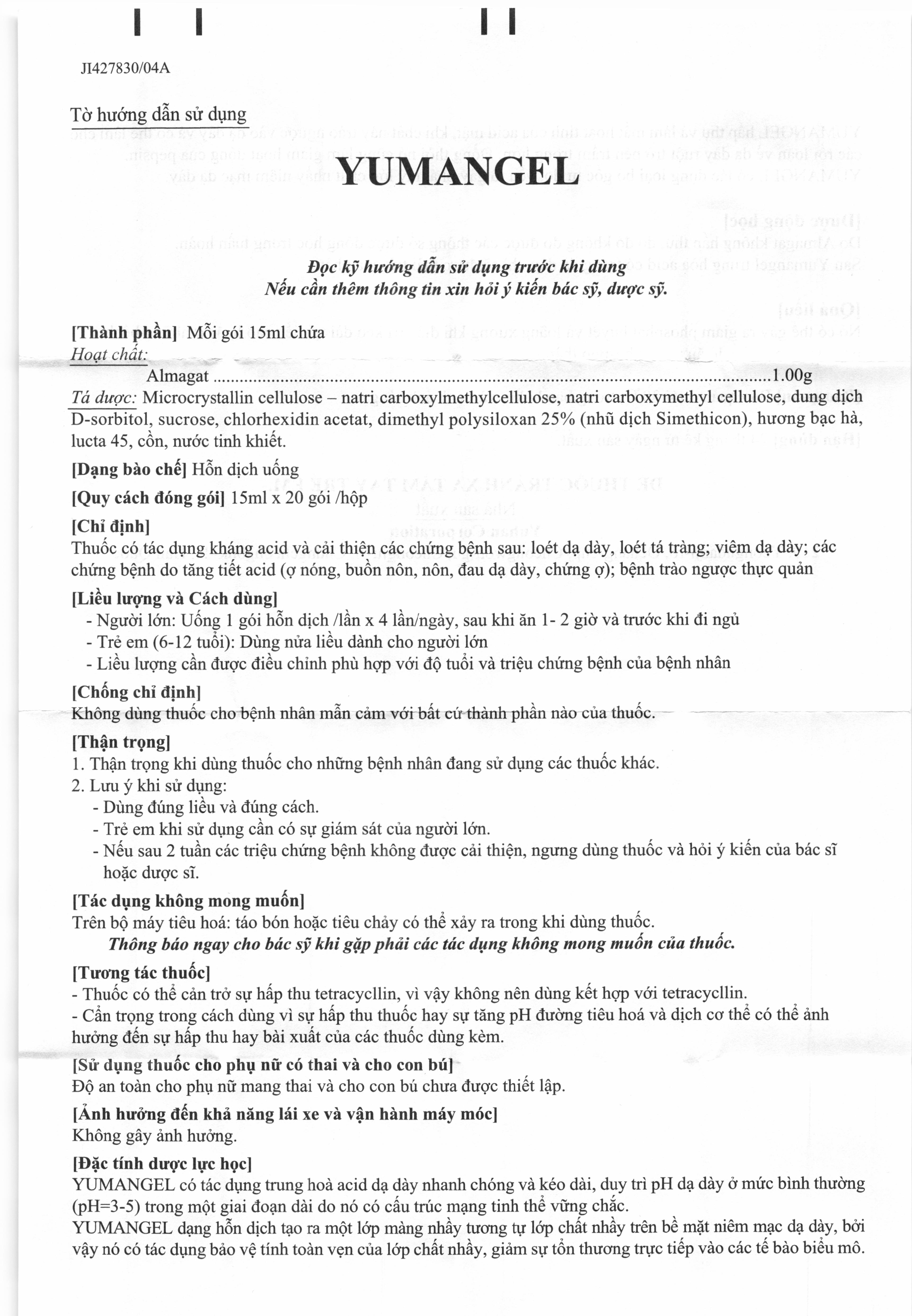 Hỗn dịch uống Yumangel hộp 20 gói-Nhà thuốc An Khang