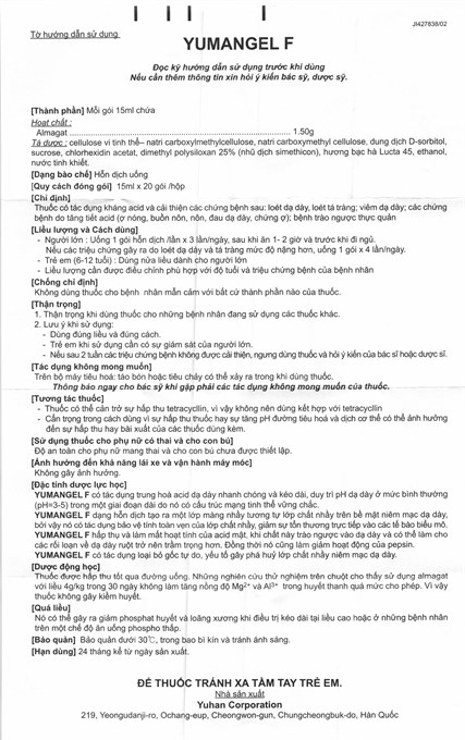 Hỗn dịch uống Yumangel F 1.5g trị trào ngược dạ dày, thực quản (20 gói ...