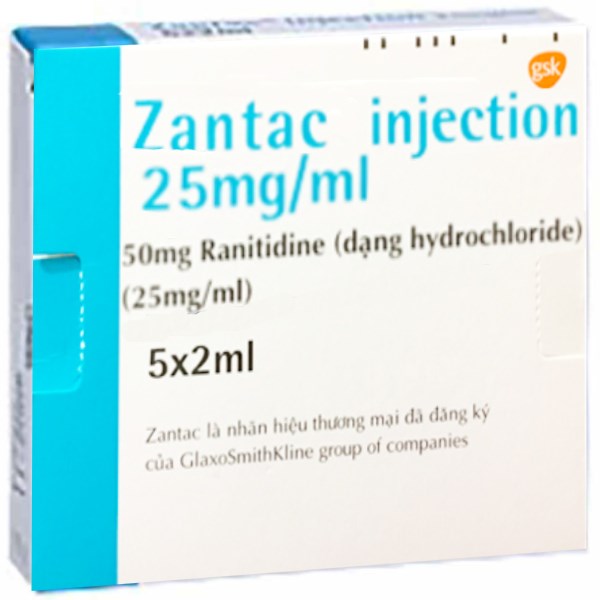 Dung dịch tiêm Zantac Injection 25mg/ml trị trào ngược dạ dày (5 ống x ...