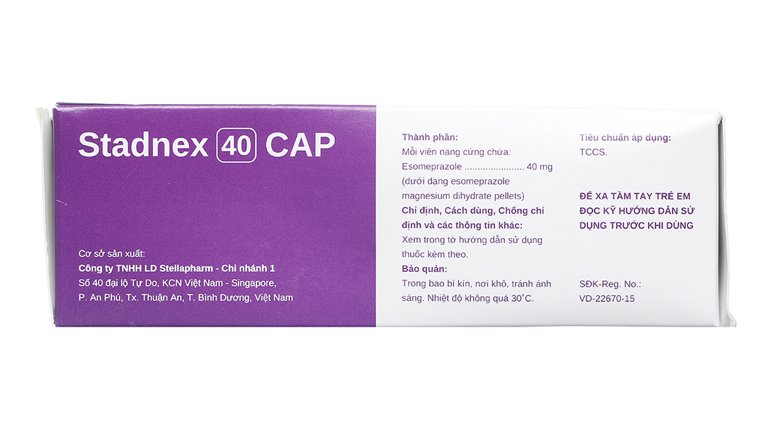 Stadnex 40 Cap trị trào ngược dạ dày, thực quản (4 vỉ x 7 viên) - 08/ ...