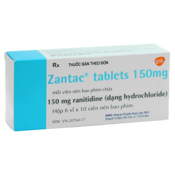 Zantac Tablets 150mg trị trào ngược dạ dày, thực quản (6 vỉ x 10 viên ...