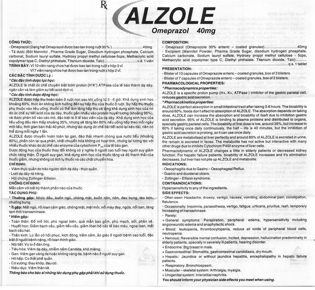 Thuốc Alzole 40mg hộp 30 viên-Nhà thuốc An Khang