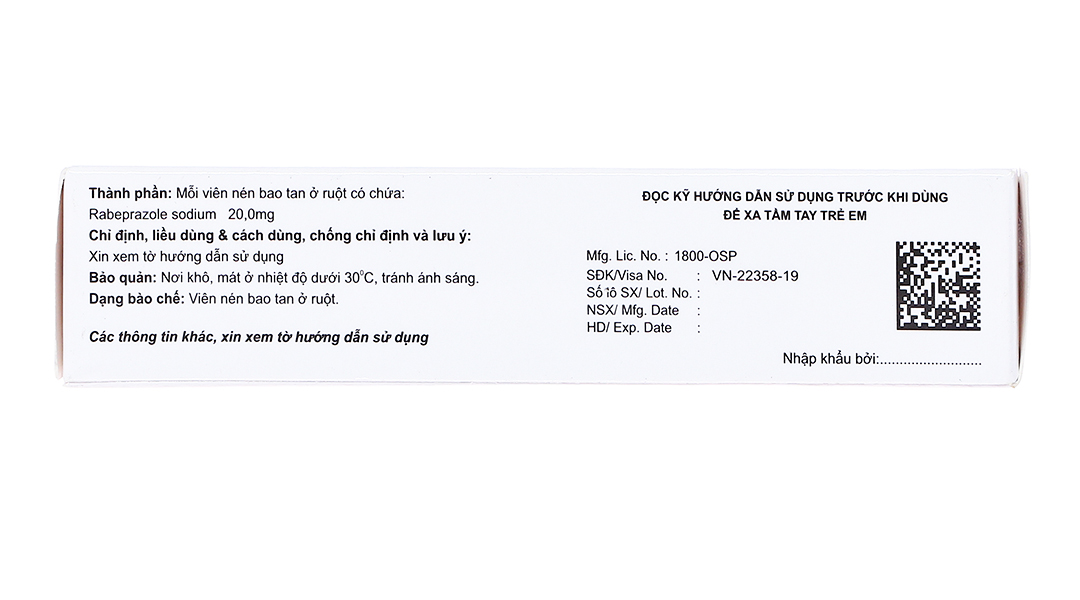 Rabofar 20 trị trào ngược dạ dày, thực quản (3 vỉ x 10 viên) - 08/2024 ...