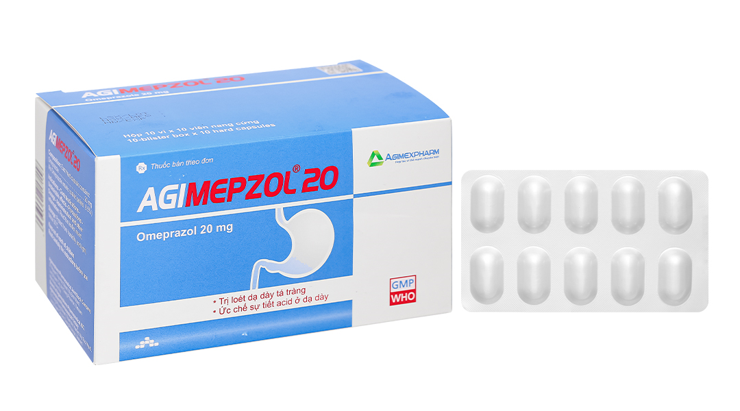 Agimepzol 20 trị loét dạ dày tá tràng, trào ngược (10 vỉ x 10 viên ...