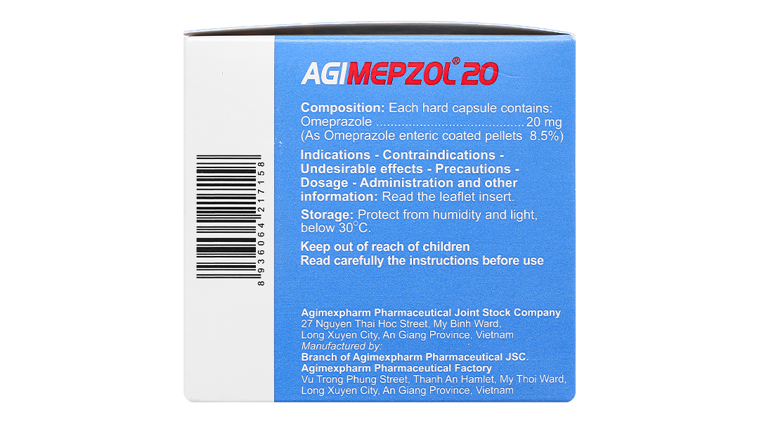 Agimepzol 20 trị loét dạ dày tá tràng, trào ngược (10 vỉ x 10 viên ...