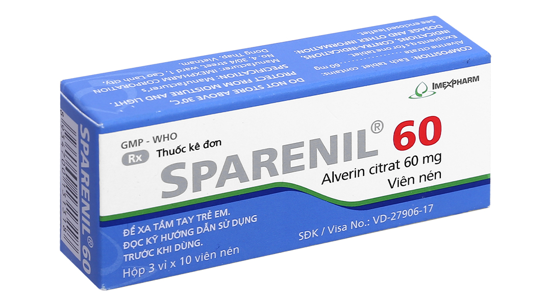 Sparenil 60 giảm đau do co thắt tiêu hóa (3 vỉ x 10 viên) - 08/2024 ...