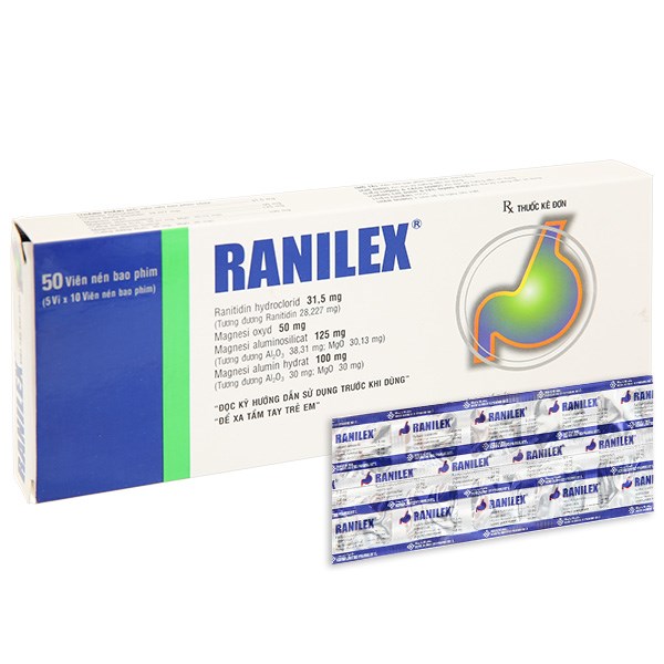 Ranilex trị loét dạ dày tá tràng, trào ngược dạ dày thực quản (5 vỉ x ...