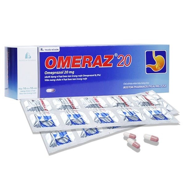 Omeraz 20 trị viêm loét, trào ngược dạ dày, thực quản (10 vỉ x 10 viên ...