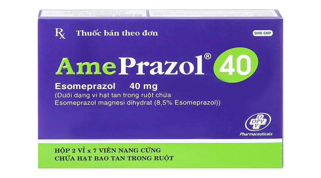 AmePrazol 40 trị viêm xước dạ dày, trào ngược dạ dày thực quản (2 vỉ x ...