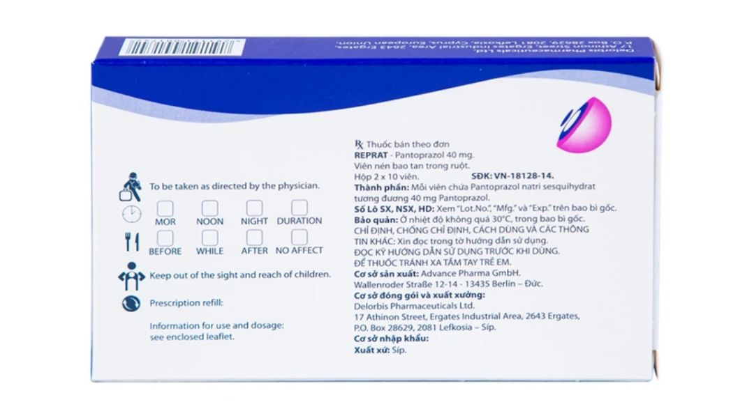 Reprat 40mg trị trào ngược dạ dày - thực quản (2 vỉ x 10 viên) - 08/ ...