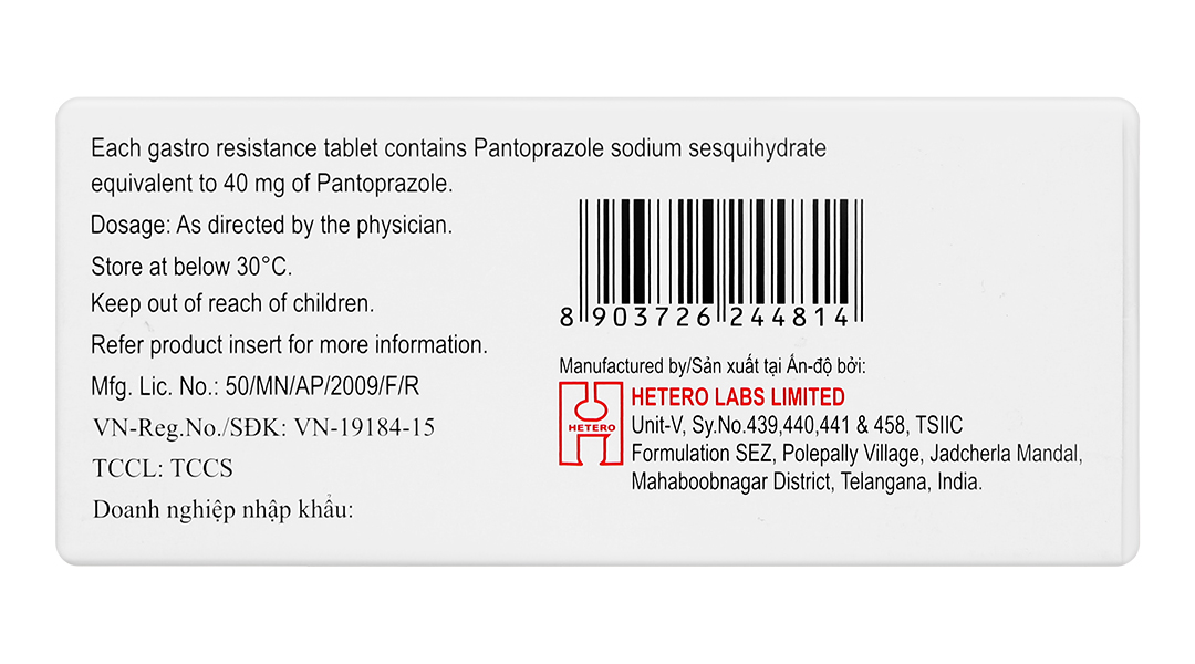 Pantin 40 trị viêm loét thực quản kèm trào ngược dạ dày, thực quản (3 ...