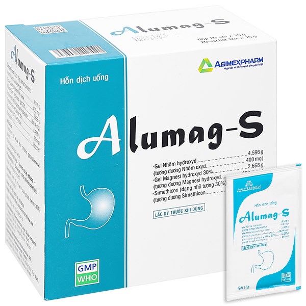 Hỗn dịch uống Alumag-S 15g điều trị viêm loét dạ dày tá tràng (20 gói x ...