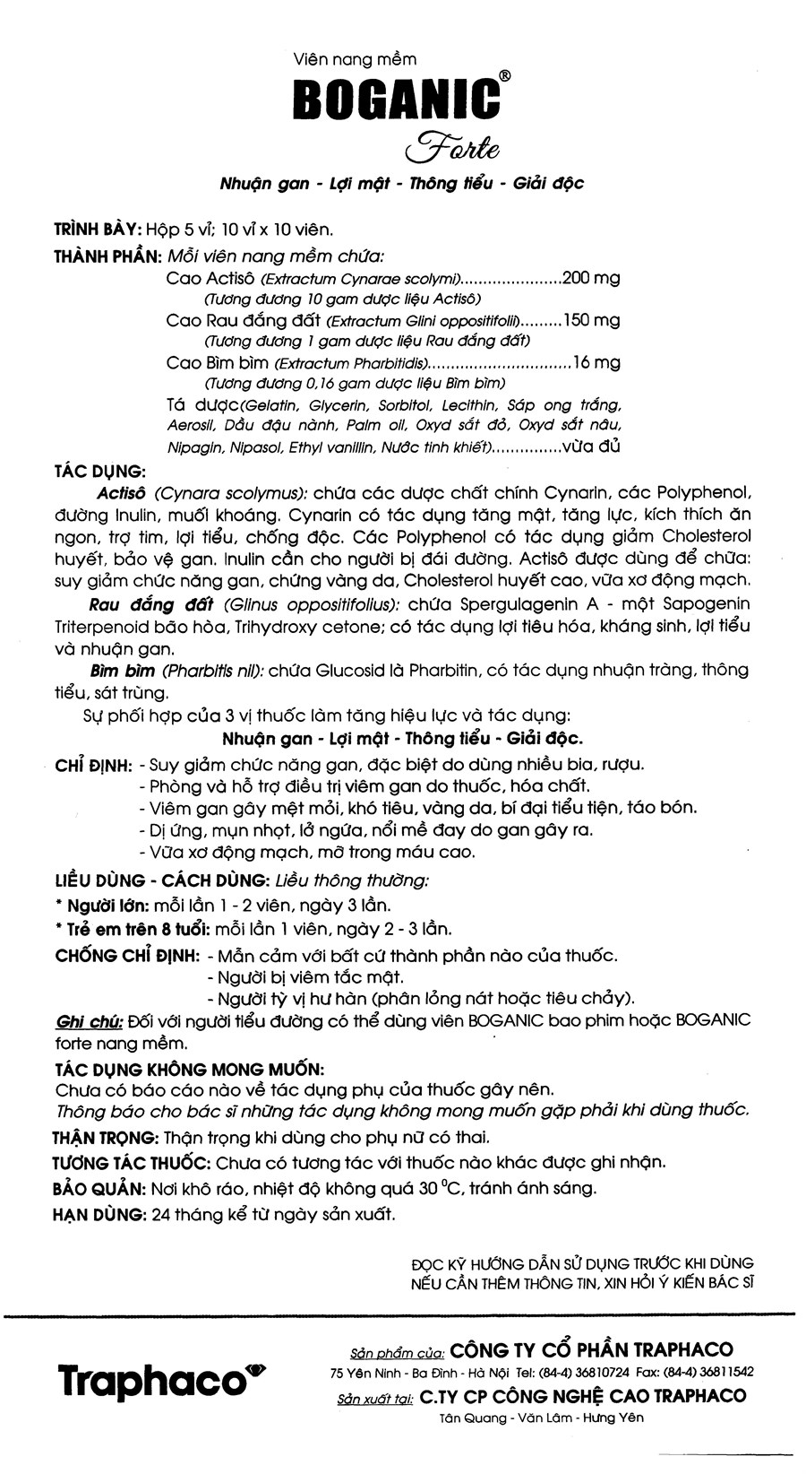 Thuốc giải độc gan Boganic Forte hộp 50 viên nang-Nhà thuốc An Khang