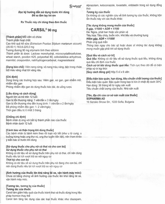 Thuốc Carsil 90mg hộp 30 viên-Nhà thuốc An Khang