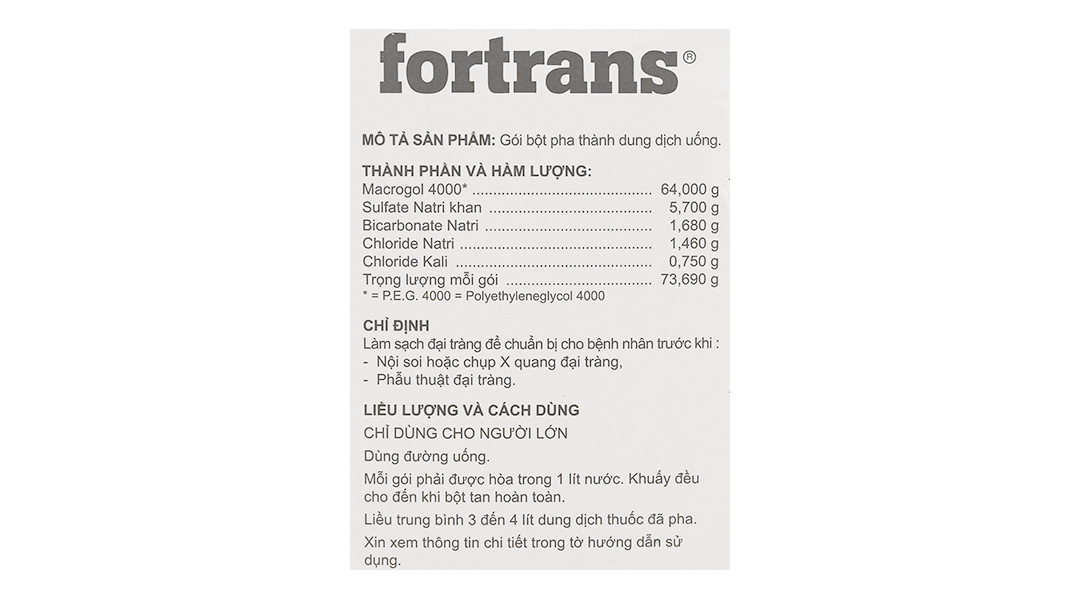Thuốc Fortrans hộp 4 gói-Nhà thuốc An Khang