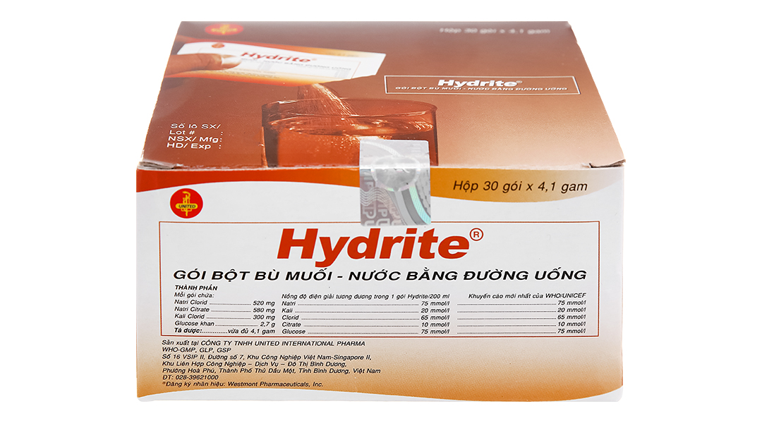 Bột pha dung dịch uống Hydrite bù nước và điện giải (30 gói x 4.1g) 03/ ...