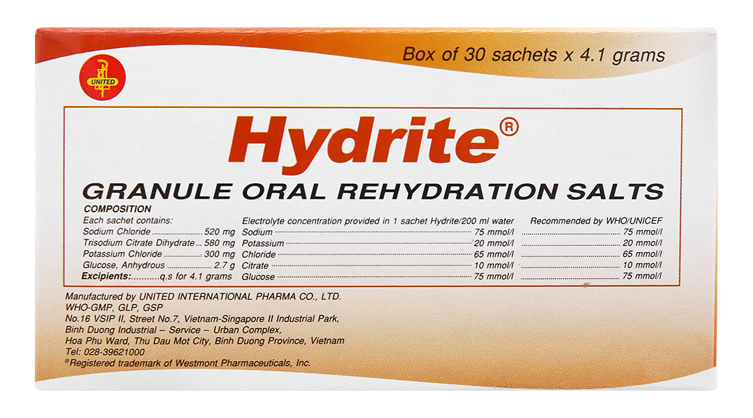Bột pha dung dịch uống Hydrite bù nước và điện giải (30 gói x 4.1g ...