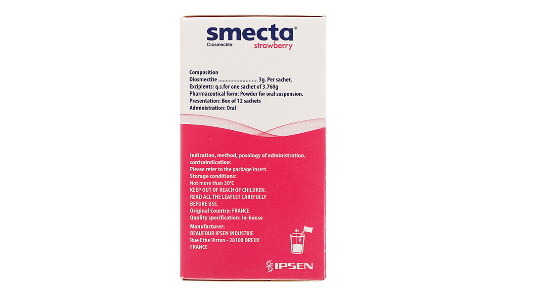 Thuốc bột pha hỗn dịch uống Smecta hương dâu 3g trị tiêu chảy cấp (12 ...