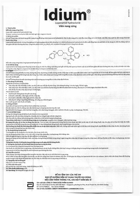 Idium 2mg trị tiêu chảy (10 vỉ x 10 viên) 03/2023 - Nhathuocankhang.com