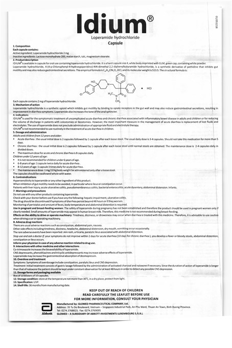 Idium 2mg trị tiêu chảy (10 vỉ x 10 viên) 03/2023 - Nhathuocankhang.com