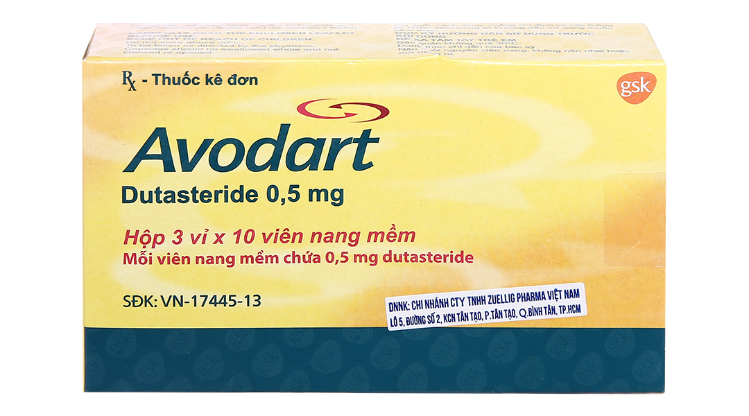 Avodart 0.5mg trị phì đại tuyến tiền liệt (3 vỉ x 10 viên) 03/2023 ...