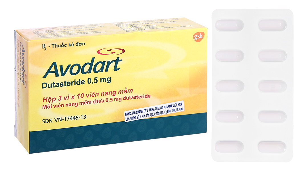 Avodart 0.5mg trị phì đại tuyến tiền liệt (3 vỉ x 10 viên) - 08/2024 ...
