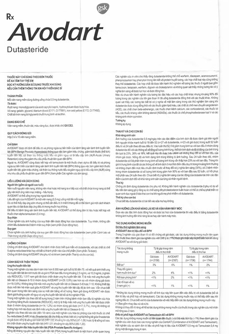 Avodart 0.5mg trị phì đại tuyến tiền liệt (3 vỉ x 10 viên) 03/2023 ...