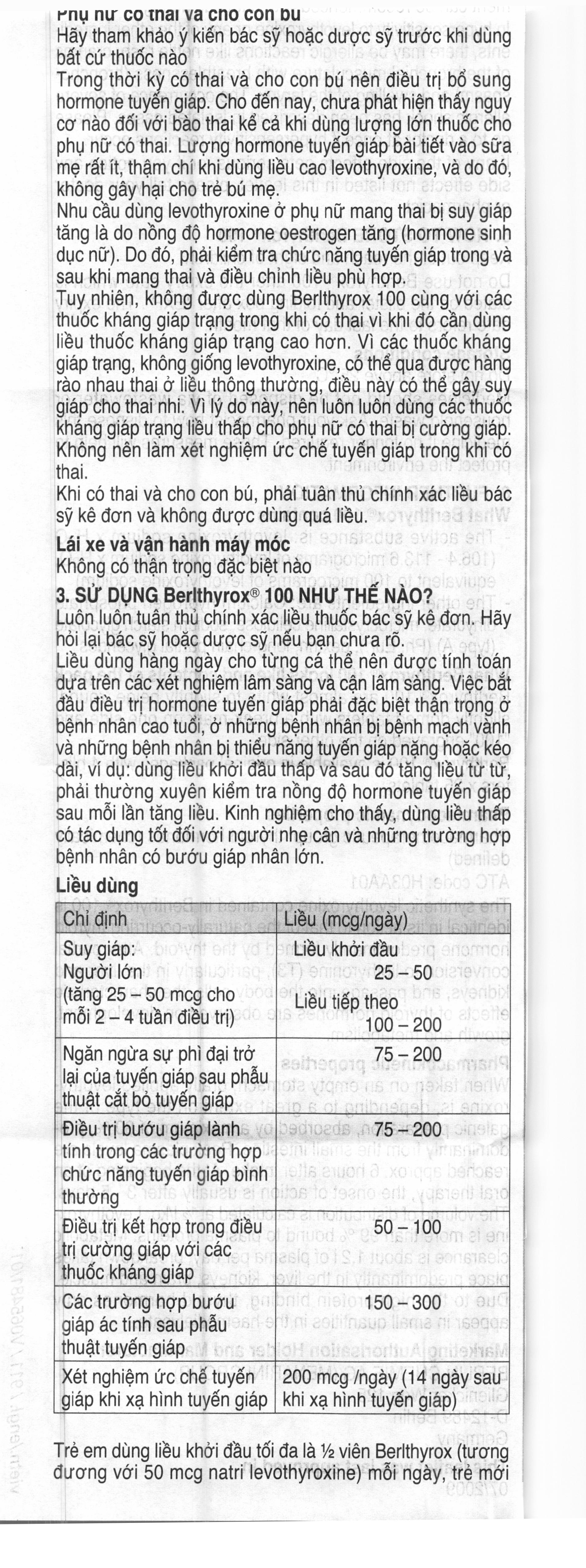 Thuốc Berlthyrox 100mcg hộp 100 viên-Nhà thuốc An Khang