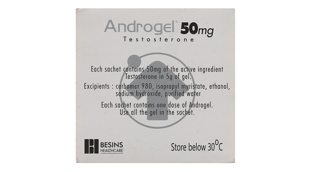 Gel bôi Androgel 50mg bổ sung testosterone hộp 30 gói - 08/2024 ...