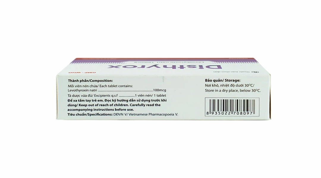 Disthyrox 100mcg trị các bệnh lý tuyến giáp (5 vỉ x 20 viên) - 08/2024 ...