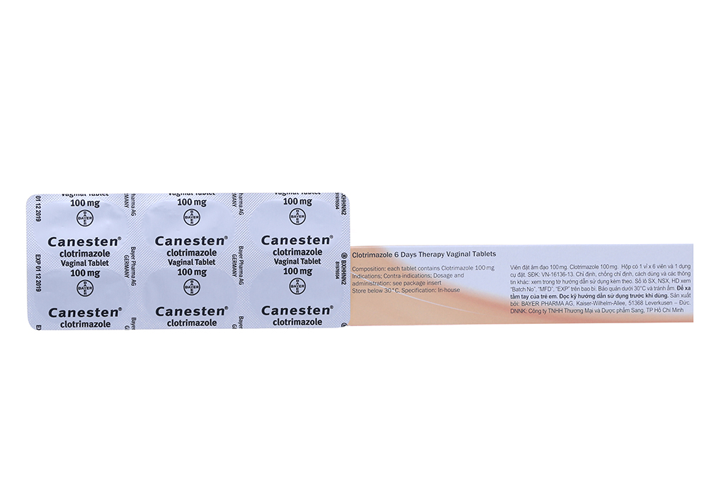 Viên đặt âm đạo Canesten hộp 6 viên-Nhà thuốc An Khang