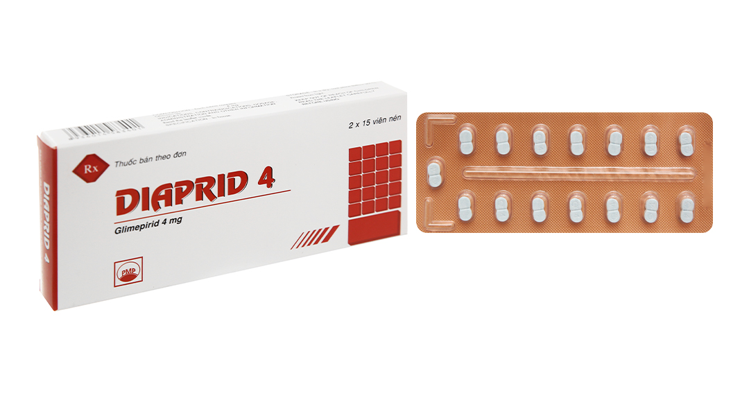 Diaprid 4 trị đái tháo đường tuýp 2 không phụ thuộc insulin (2 vỉ x 15 ...