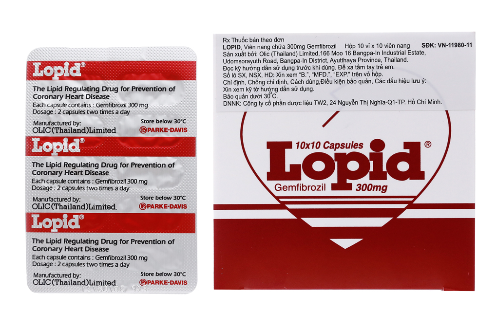 Lopid 300mg trị rối loạn lipid máu (10 vỉ x 10 viên) - 07/2024 ...