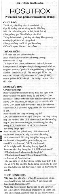 Rosutrox 10mg trị rối loạn lipid máu (4 vỉ x 7 viên) 03/2023 ...