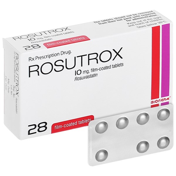 Rosutrox 10mg trị tăng cholesterol trong máu (4 vỉ x 7 viên) - 10/2024 ...
