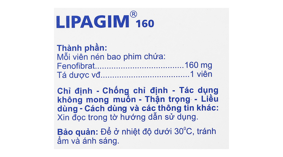 Lipagim 160 điều trị tăng Lipid máu (3 vỉ x 10 viên) - 07/2024 ...