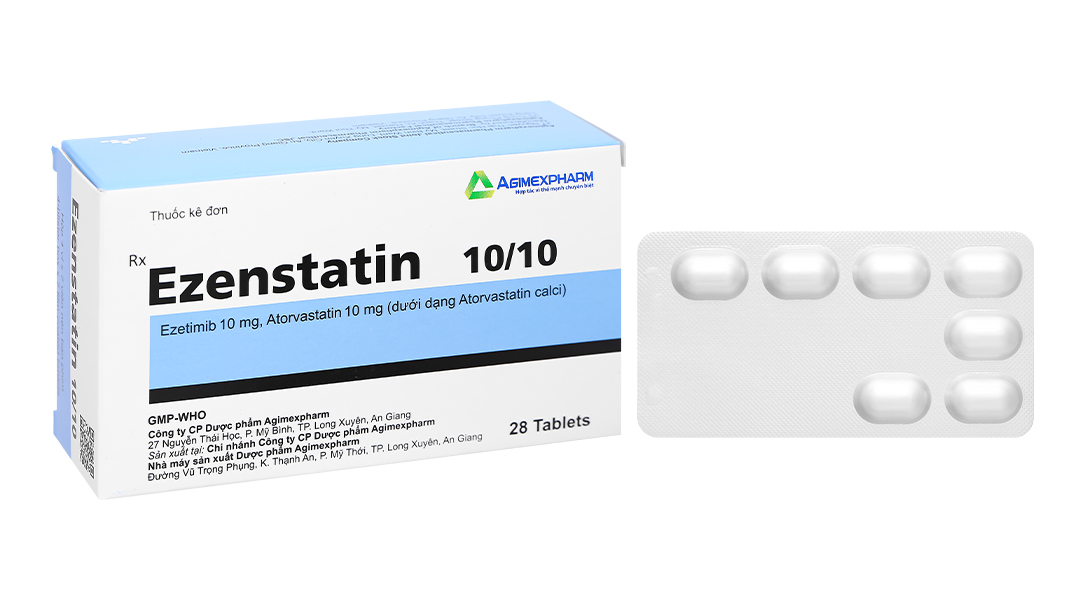 Ezenstatin 10/10 trị tăng cholesterol máu (4 vỉ x 7 viên) - 08/2024 ...