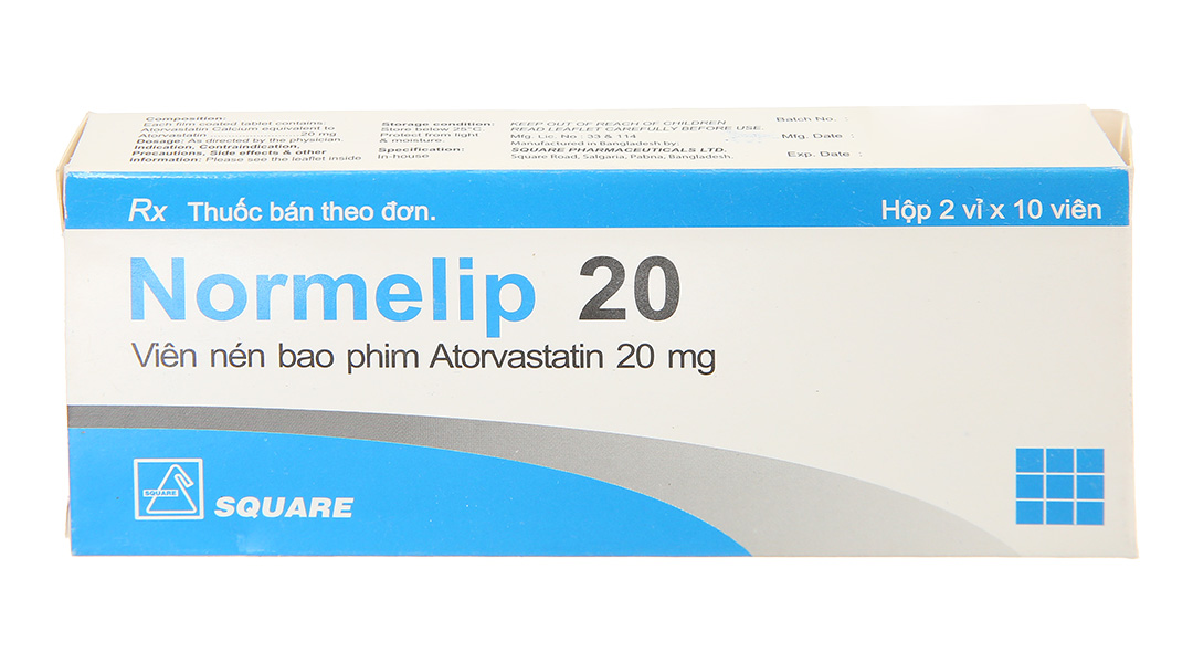 Normelip 20mg hộp 20 viên thuốc điều trị tăng cholesterol huyết (2 vỉ x ...