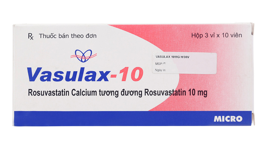 Vasulax-10 trị rối loạn mỡ máu (3 vỉ x 10 viên) - 08/2024 ...
