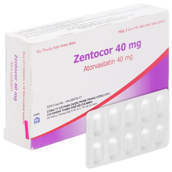 Thuốc Zentocor 40mg trị rối loạn mỡ máu (3 vỉ x 10 viên) - 09/2024 ...